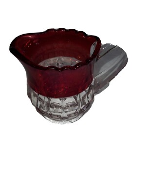 1894 EAPG Thompson Glass Ruby Stain Truncated Cubed Individual Creamer ...