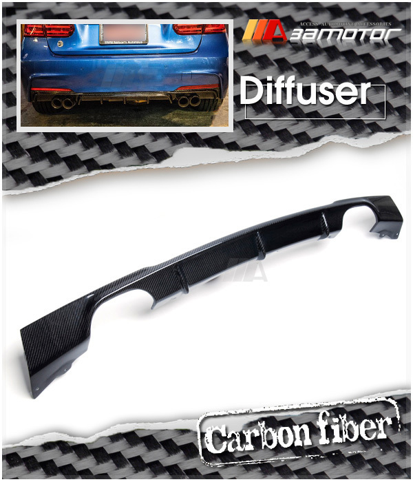 P Style Carbon Fiber Rear Bumper Diffuser Quad fits BMW F30 F31 3 ...