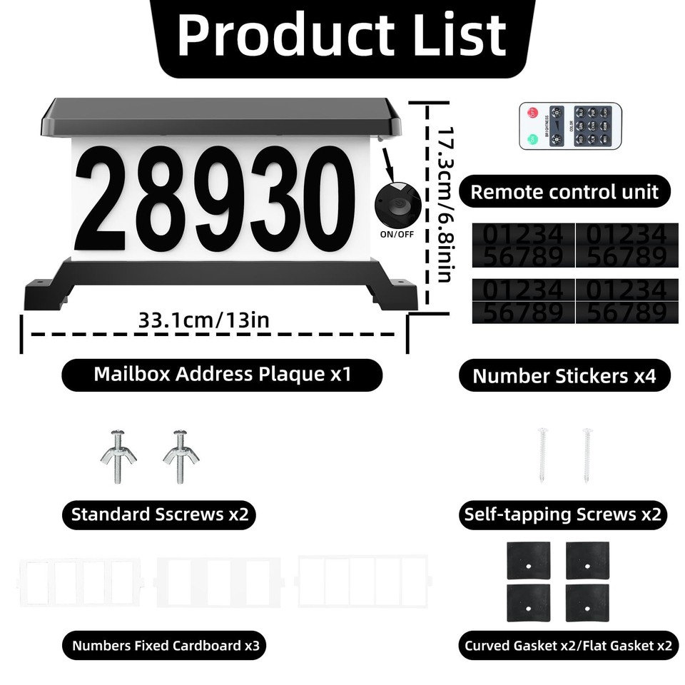 Solar Mailbox Numbers Solar Mailbox Light Belt With Remote Control ...