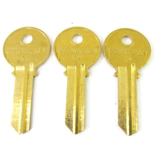 3-pcs K2 Brass Key Blanks Cole National Key | eBay
