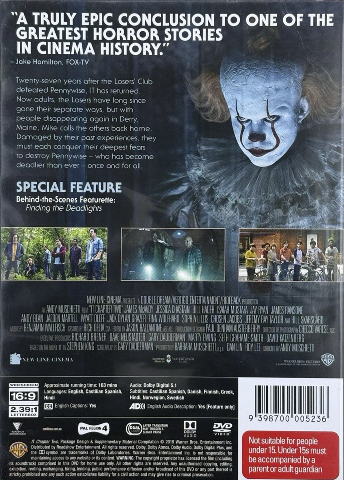 IT CHAPTER TWO DVD 2019 PENNYWISE CLOWN DERRY REGION 4 BRAND NEW ...