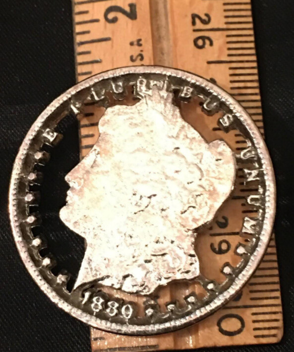 1880 US Silver Dollar Morgan Cutaway Coin or Replica Vtg 4 Pendant ...