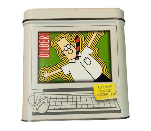 Vintage Dilbert Comic Series Empty Tin Cookie Box Computer Screen 1998 ...