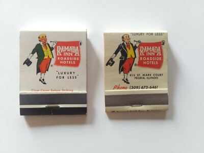 2 Vintage 1960s Matchbooks Hotel Ramada Inn Roadside Hotel Frontstrike ...