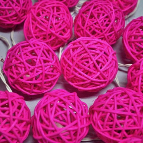 50 PINK Rattan Cane Ball LED light wedding girl party room 5m long ...