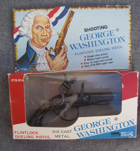 VTG GEORGE WASHINGTON DUELING PISTOL MINI DIE CAST CAP GUN w BOX MADE ...