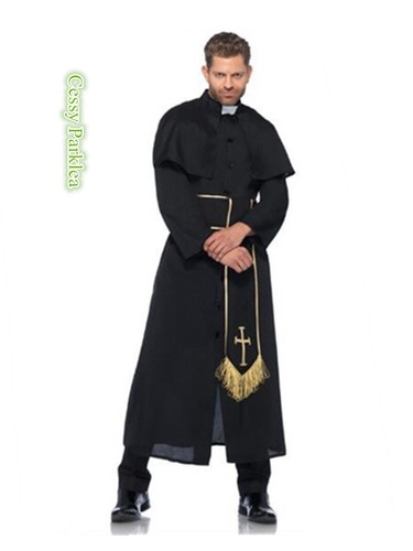 W-P13 Mens Priest Costume Vicar Religious Church Missionary Halloween ...