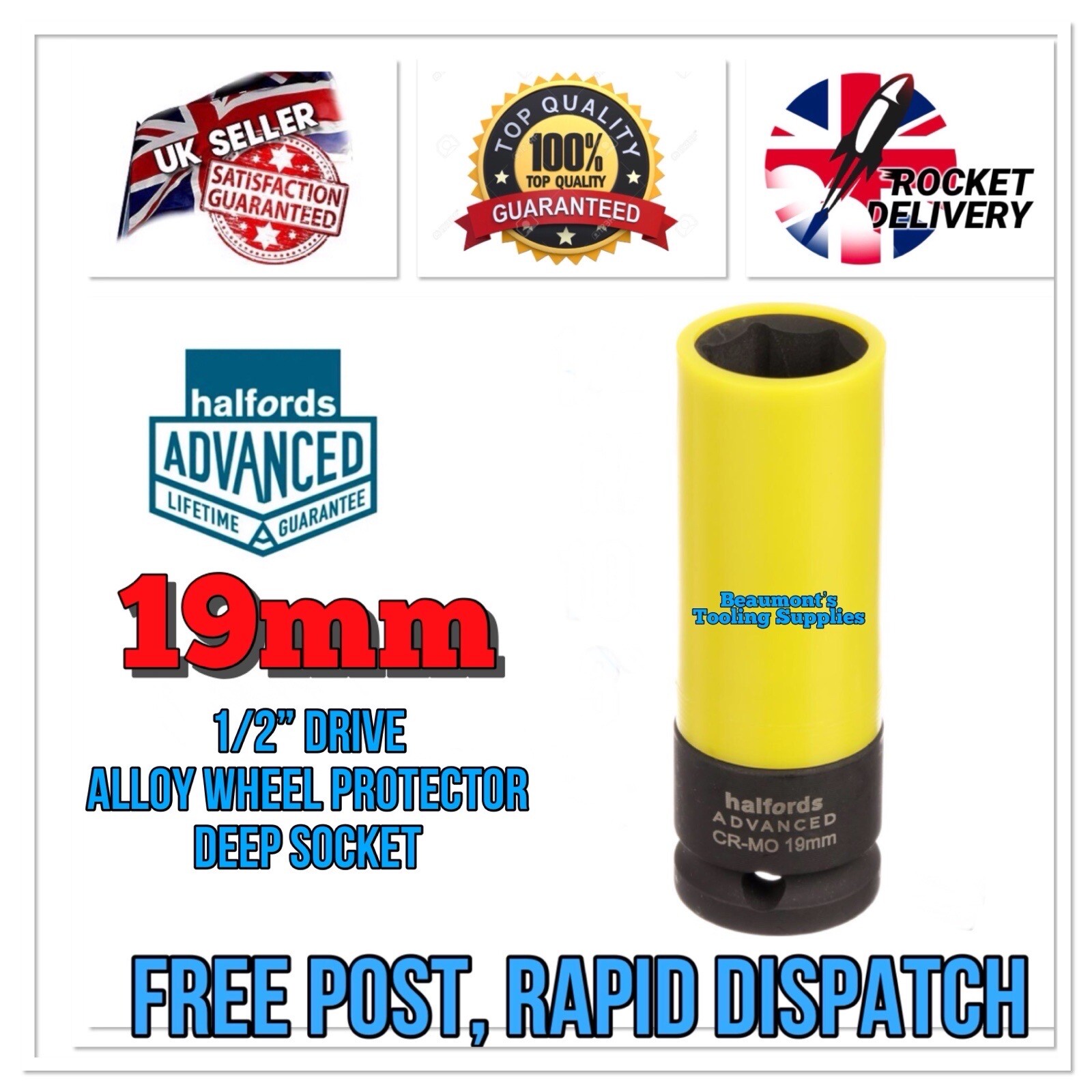 19mm Halfords Advanced 1/2 Deep Impact Alloy Wheel Socket Nylon Sleeve ...
