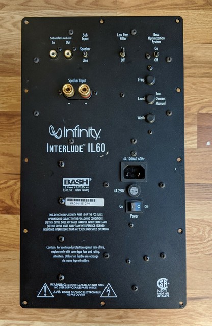 Infinity Interlude IL60 Powered Subwoofer Amplifier Plate Repair ...
