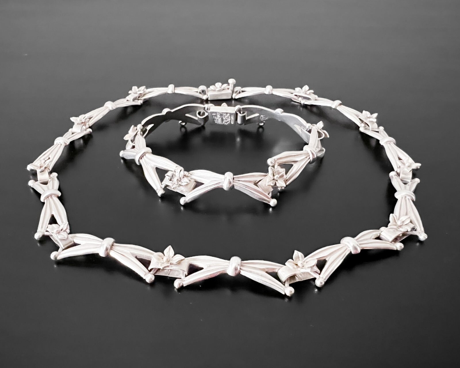 Jose Luis Flores Vtg Panel Link Flower Sterling Silve… - Gem