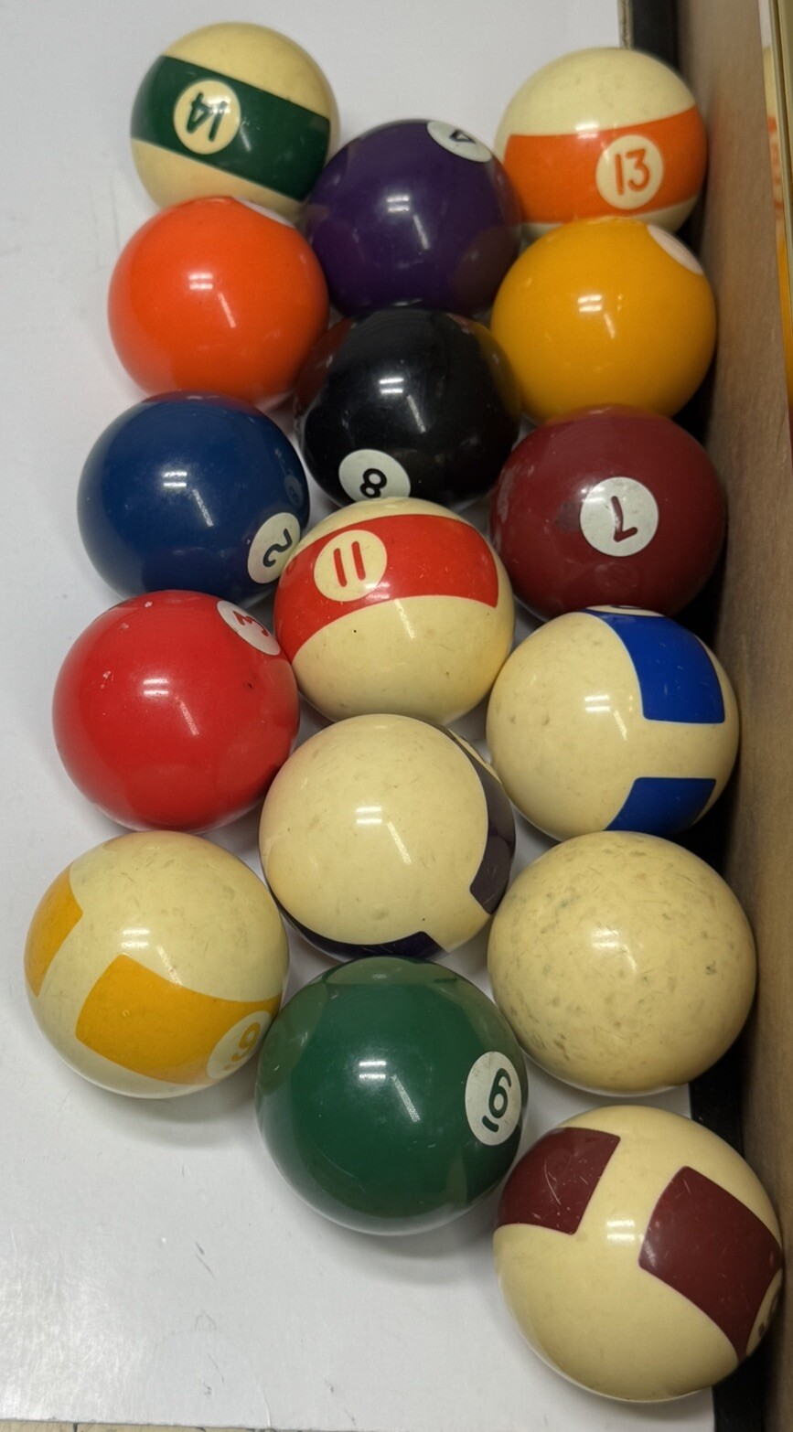 Vintage Billiard Pool Balls Set Lot of 16 with Cue Ball 8 Ball Solid ...