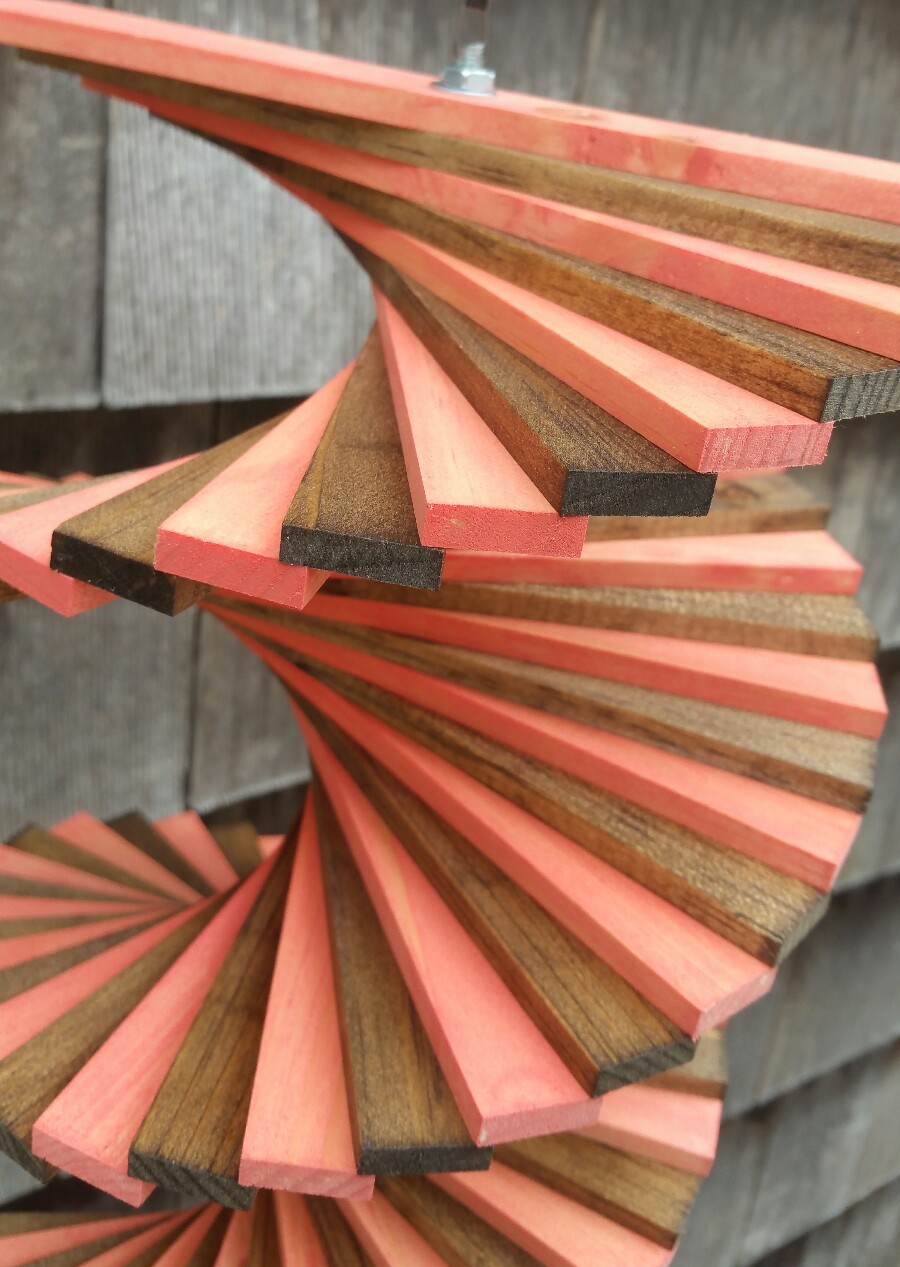 stain Coral Walnut-wood wooden floating twister spinner rustic ...