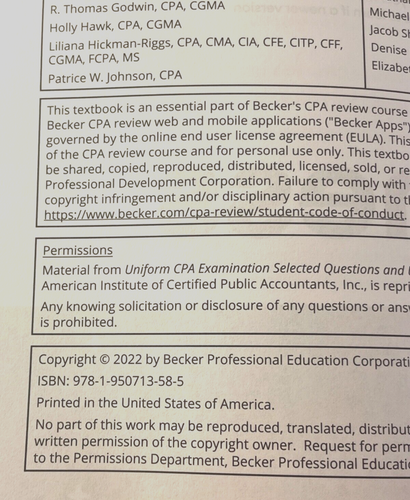 Becker Professional Education CPA Exam Review - V 4.1 Business Textbook ...