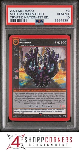 2021 METAZOO CRYPTID NATION 1ST EDITION #3 MOTHMAN-REVERSE HOLO PSA 10 ...