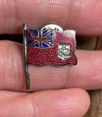 Bermuda flag lapel pin tie tack red blue enamel silver tone | eBay