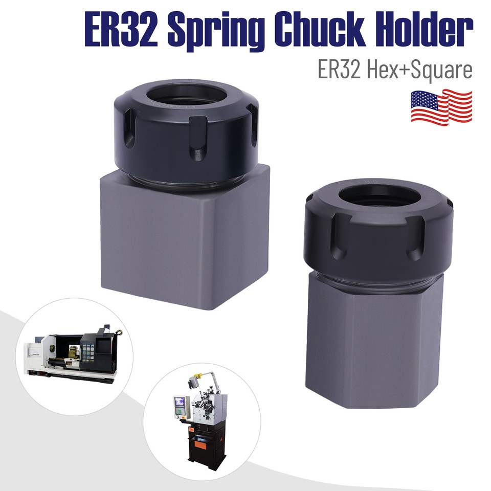 Hex & Square ER-32 Collet Block Spring Chuck Holder Set For CNC Milling ...