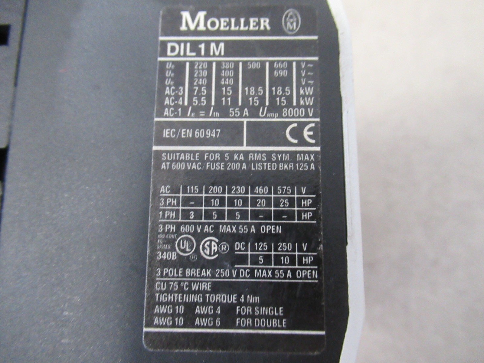 Moeller DIL1M Contacteur de Puissance 15kW + Moeller 11SDILM Help Desk ...
