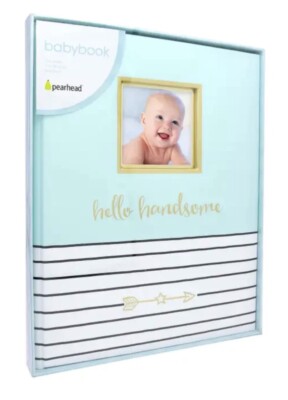 Pearhead Baby Boys Blue HELLO HANDSOME Memory Keepsake Book In Gift Box ...