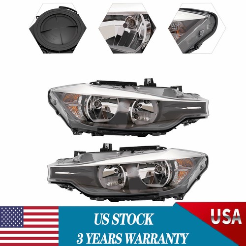 Pair For 2012-2015 BMW 320i 328i Sedan Wagon Halogen Headlights Lamps ...