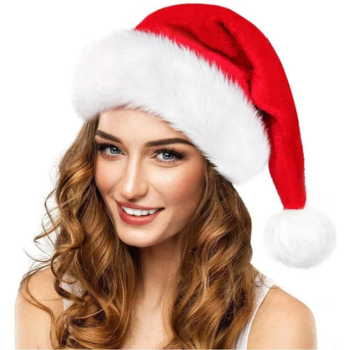 Christmas Santa Claus Cap Adult Christmas Holiday Hat Thickened Santa ...
