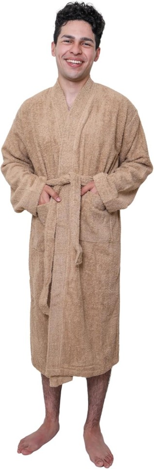 Bathrobe Men 100% Cotton Terry Cloth Robes Belt With Collar Pack 1,2,6 ...
