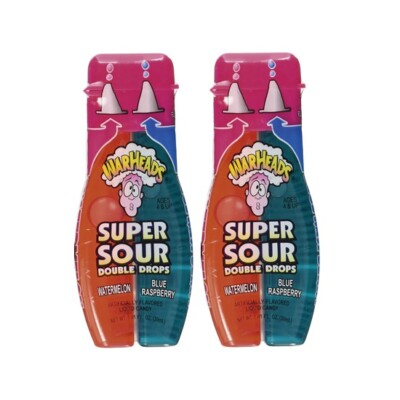 2x Warheads Super Sour Double Drops Watermelon/Blue Raspberry Liquid ...