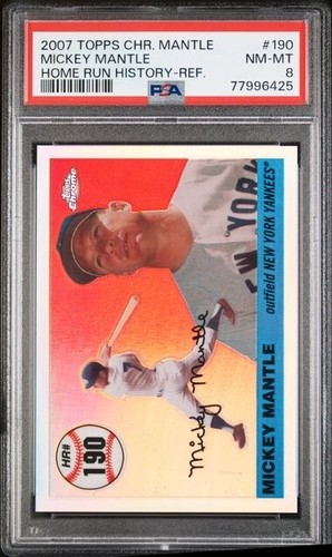 2006 Topps Chrome 190 Mickey Mantle Refractor PSA 8 #/500 Home Run ...