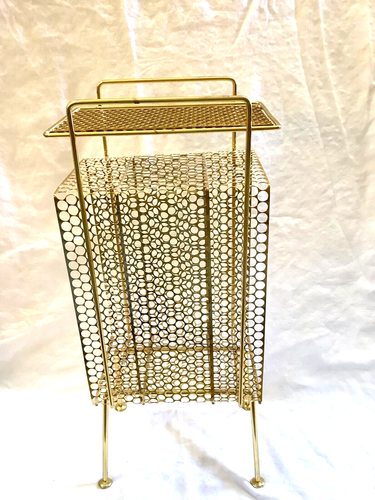 Vintage MCM Richard Galef Style Perforated Metal Mesh Telephone Stand ...
