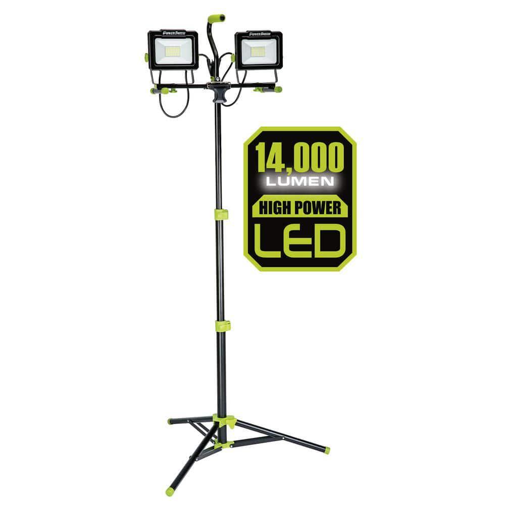 PowerSmith Dual-Head LED Work Light 72" 14000 Lumens w/ Tripod + 9 ...