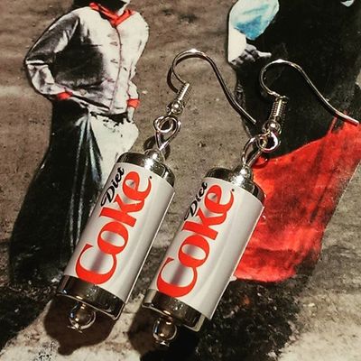 Unique DIET COKE EARRINGS handcrafted DESIGNER drink SODA retro COCA ...