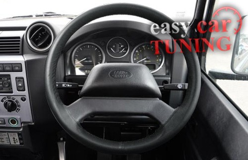 Fits Land Rover Defender 90 + Black Italian Genuine Leather Steering ...