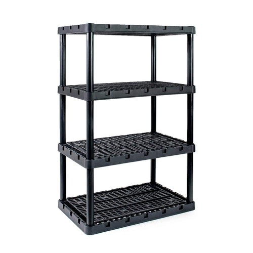 Black 24in x 56.25in x 36in Knect-A-Shelf 3-Tier Plastic Light Duty ...