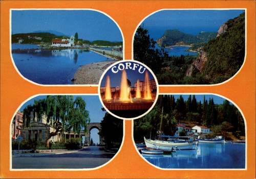 Corfu Greece vintage postcard 5 views night fountain z438 | eBay