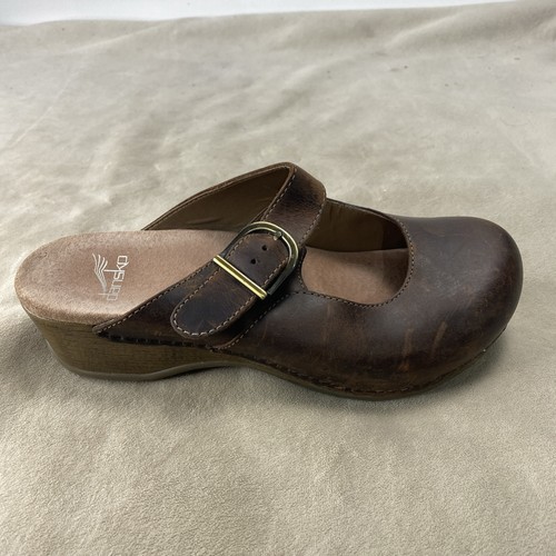 Dansko Martina Women Sz 38 US 7.5 Brown Oiled Leather Mary Jane Buckle ...