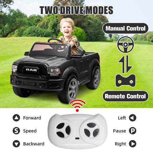 Dodge RAM Ride on Car, 12V Powered Ride on Toy with Remote Control ...