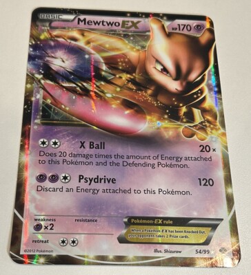 Pokemon Trading Card Game Oversized Holo Mewtwo EX 54/99 Rare 2012 Card ...