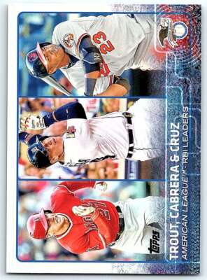 2015 Topps #98 Mike Trout/Nelson Cruz/Miguel Cabrera NM-MT League ...
