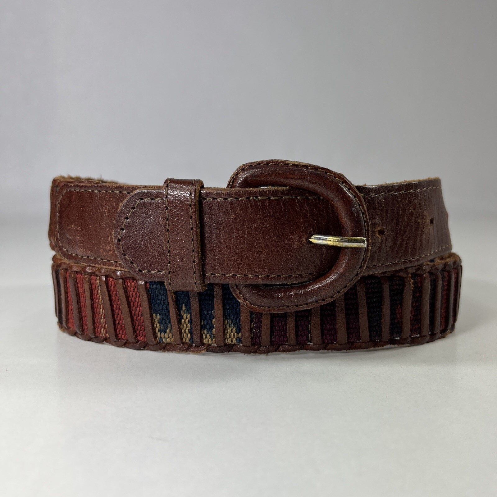 Colorful Web & Laced Leather Belt - Women's Size 33 | eBay