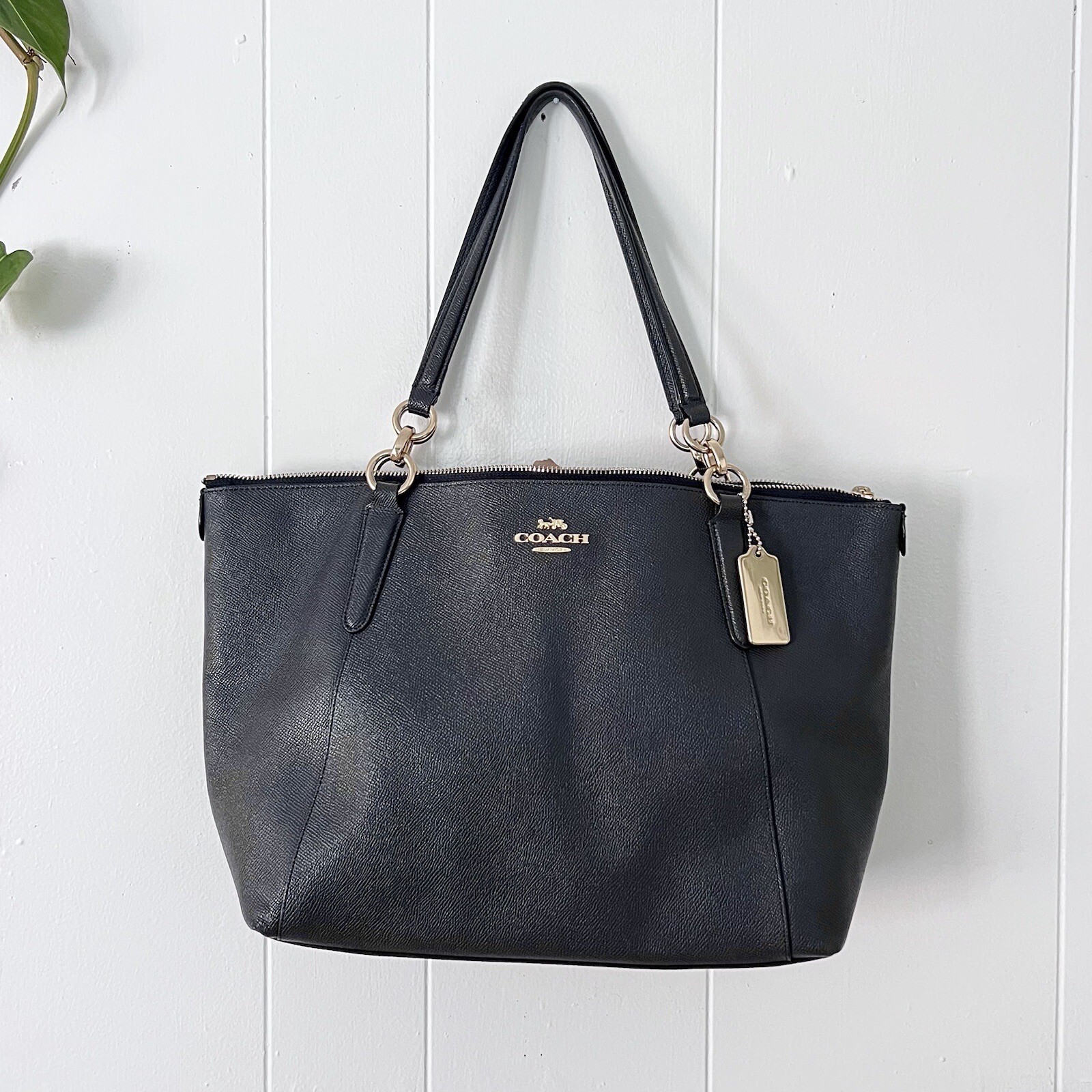 Coach Ava Crossgrain Large Tote Midnight Blue with Gold Hardware | eBay