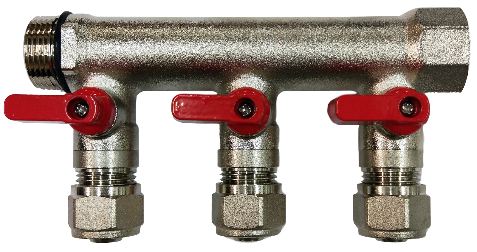 3 Loop Plumbing Manifold w/ 3/4" Trunk & 1/2" PEX Ball Valves, Red ...