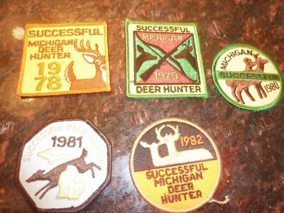 MICHIGAN SUCCESSFUL DEER HUNTING PATCHES LOT OF 5 78-82 DNR BEAR TURKEY ...