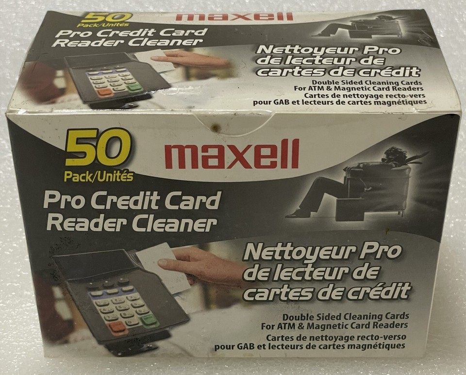 MAXELL 50 PACK DOUBLE SIDED CREDIT MAGNETIC CARD READER CLEANER & ATM ...