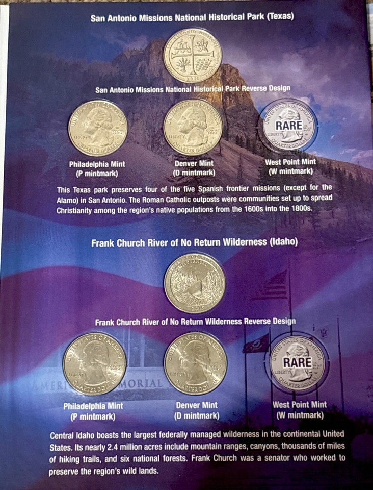 2019 National Park Quarters P, D & W Mint Set Includes All 5 West Point ...