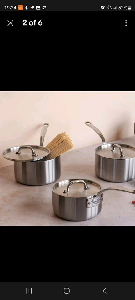 Pan Set: 3 Pc Samuel Groves Tri-Ply Stainless Steel Easy To Clean ...