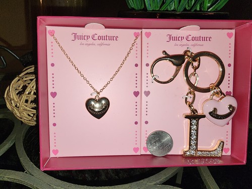 Juicy Couture Gold Crystal Letter L Keyfob Pink Heart Bag Charm ...