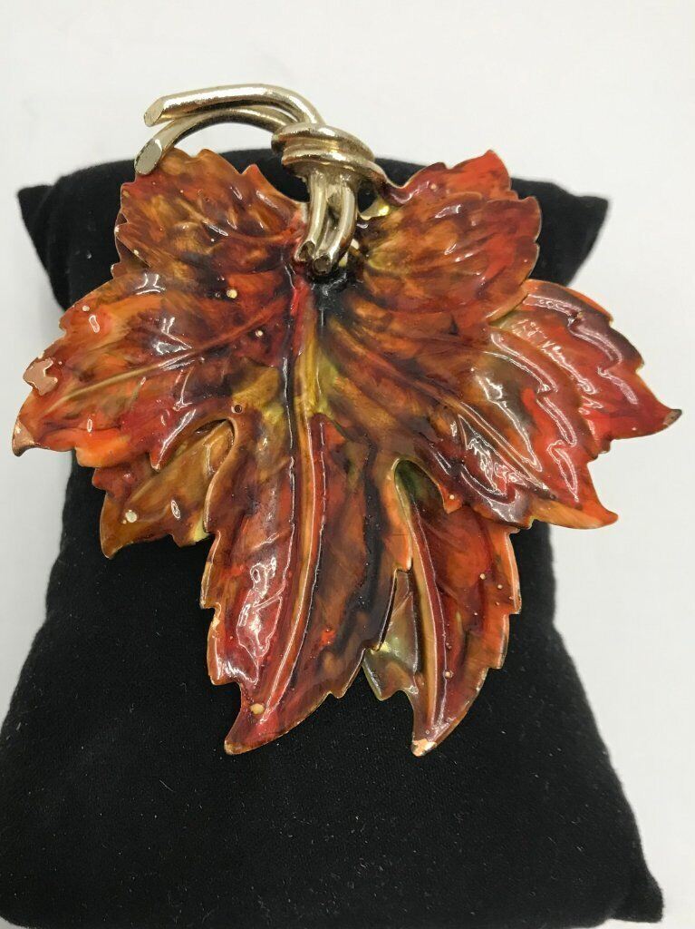 Coro Copper Colored Enamel Double Maple Leaf Vintage … - Gem