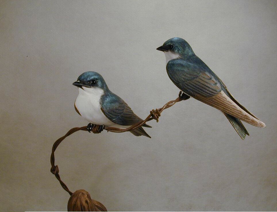 A pair of Tree swallows Original Bird Wood Carving | eBay