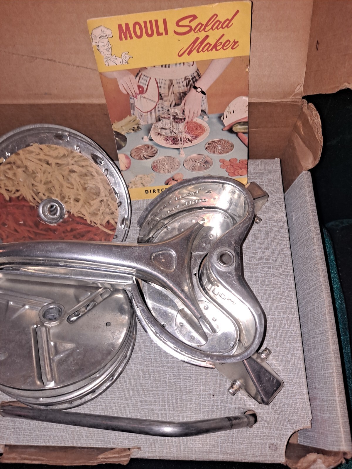 Rare Vintage MOULI JULIENNE TV SHREDDER SALAD MAKER FOOD SLICER GRATER ...