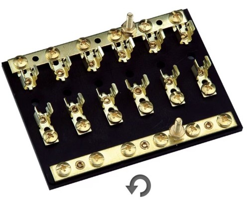 Marine Boat RV Glass Fuse Terminal Block 6 Gang w/ Common Ground Buss ...