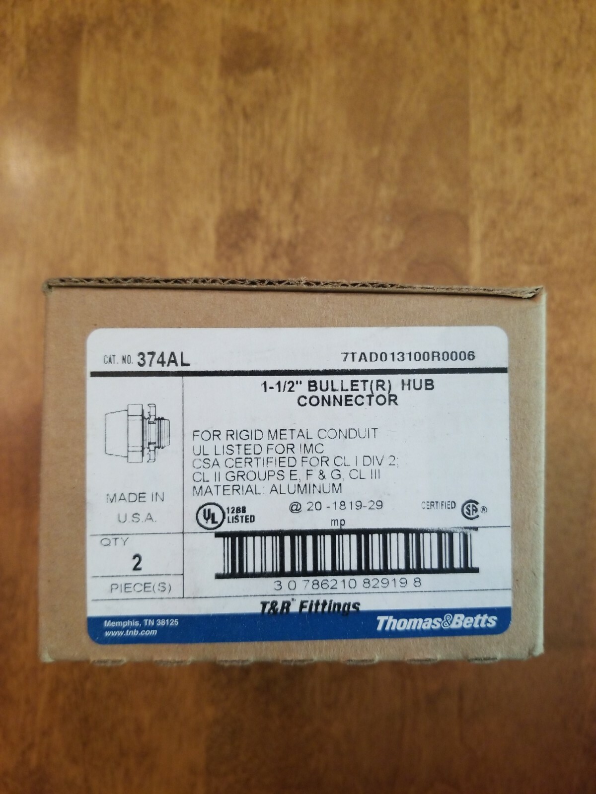 Thomas & Betts 374AL, BOX OF (2) 1-1/2 INCH ALUMINIUM BULLET HUB ...